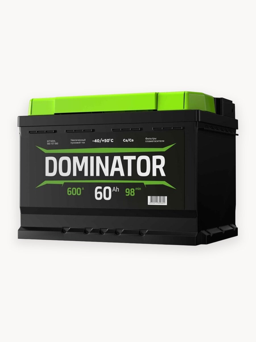 Аккумулятор DOMINATOR 6 СТ 60 Ач 1 L, 600 А ССА, 560107060 прямая полярность для автомобилей легковых и грузовых кальциевая технология