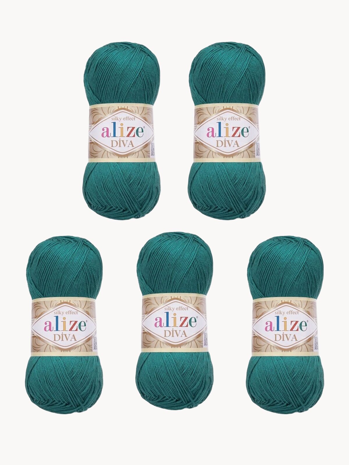 Пряжа для вязания ALIZE 'Diva', 100г, 350м (100% микрофибра) ТУ (453 северное море), 5 мотков