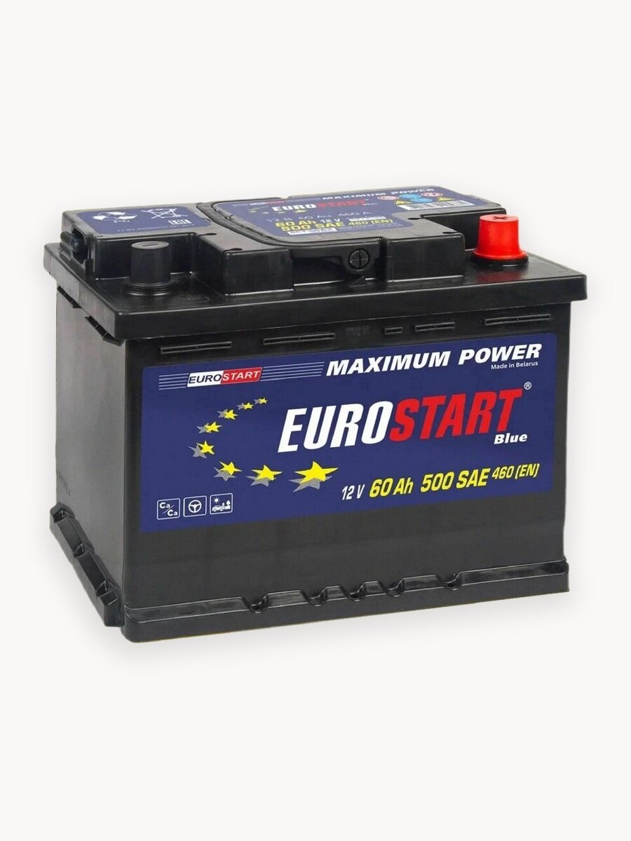 Аккумулятор автомобильный Eurostart Blue 60 А/ч 460 А обр. пол. Евро авто (242х175х190) EB600