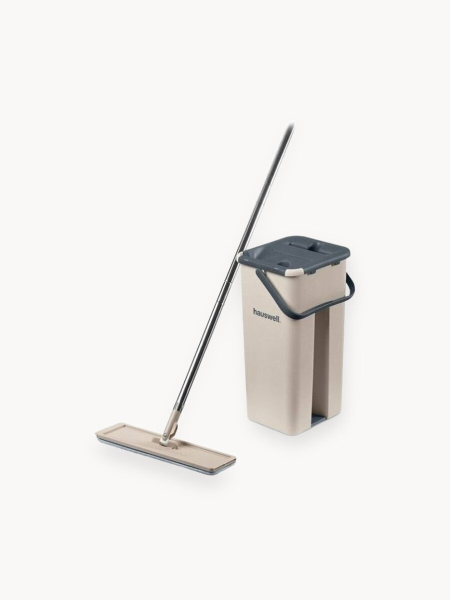 Швабра c отжимом и ведром Hauswell Smart Mop, бежевая, 1 насадка