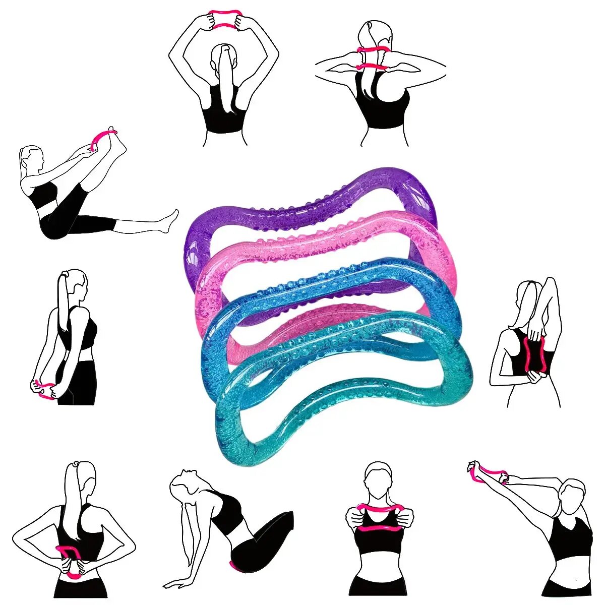 Кольцо для стретчинга «Grace», пластик, 21х11х7 см, 4 цвета: фиолетовый, розовый, голубой, светло-розовый