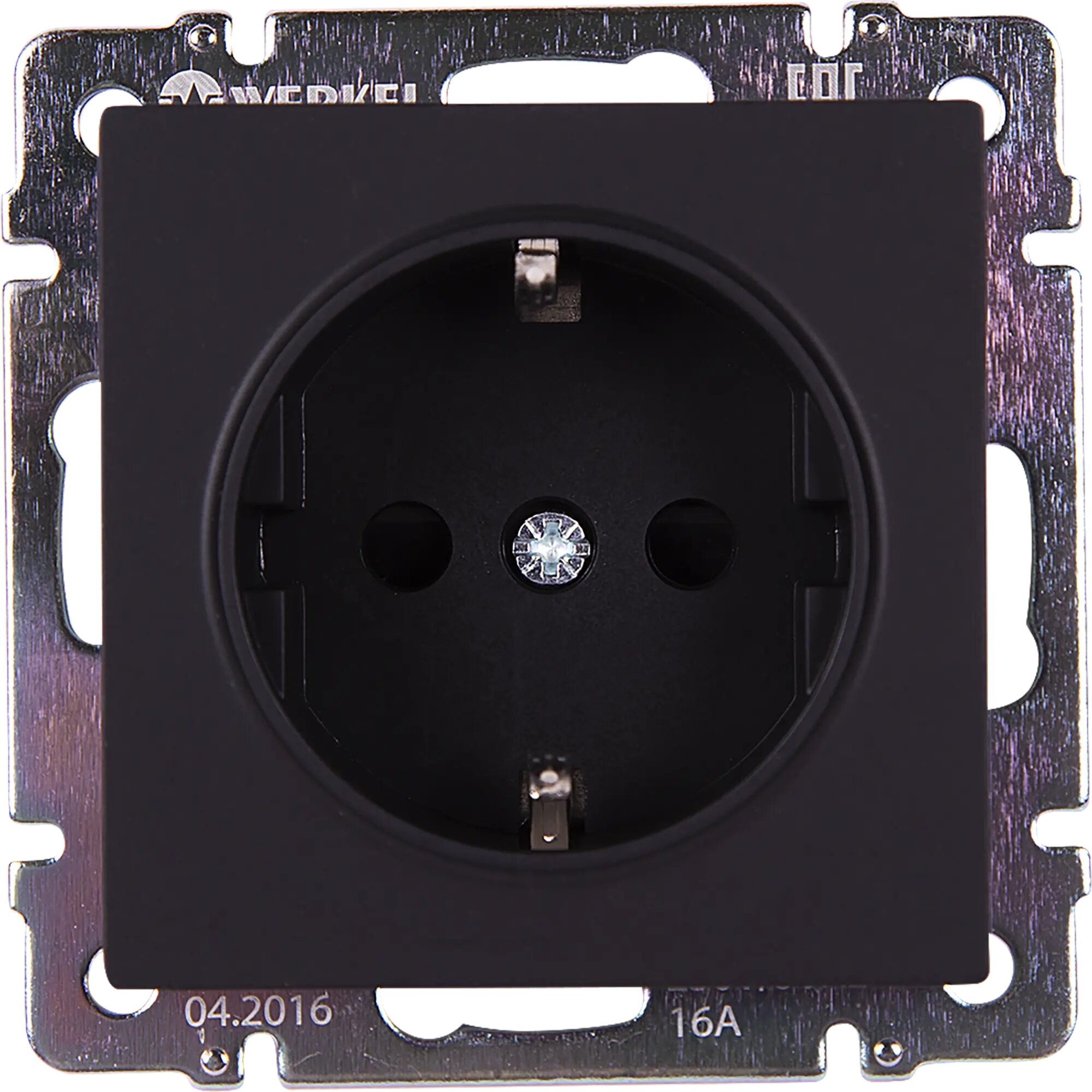 Werkel встраиваемая розетка с заземлением со шторками черного цвета для монтажа в стену