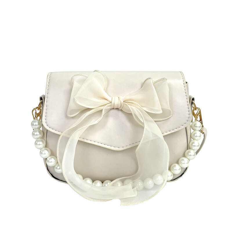 Женская сумка с жемчужной цепочкой, маленькая сумка, новинка лета 2025, нишевая текстура, сумка с бантом, одно плечо, кроссбоди, маленькая квадратная сумка