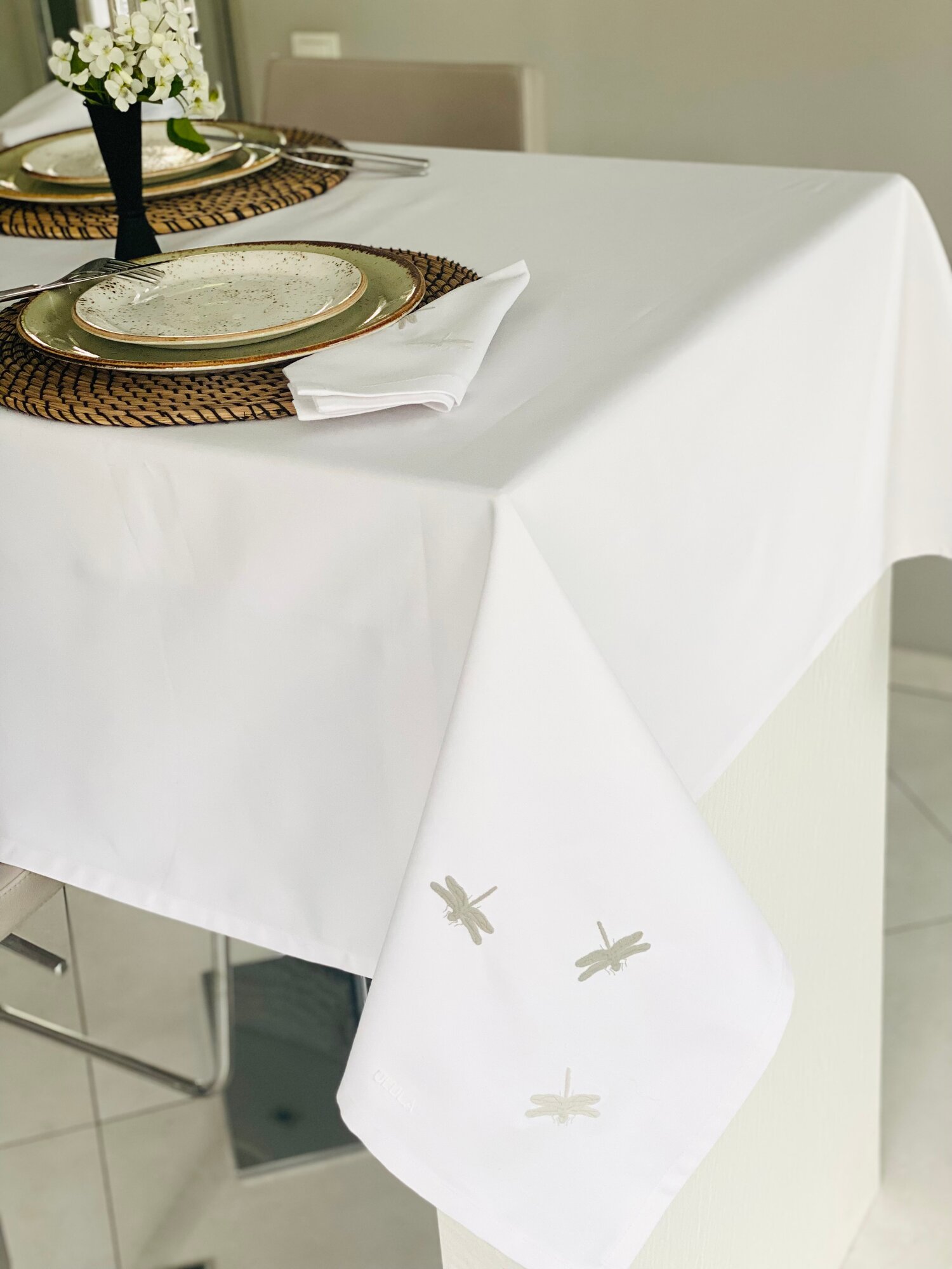 Скатерть ULULA Стрекозы хлопок с пропиткой/вышивка 140х280