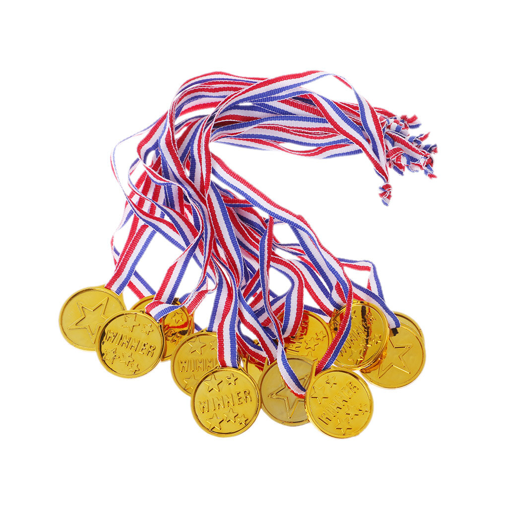12 шт. Пластиковые золотые медали, мини-трофеи, награды для победителей, печенье, керамика, многоразовые реквизиты для фотосессий, школьные принадлежности для детей
