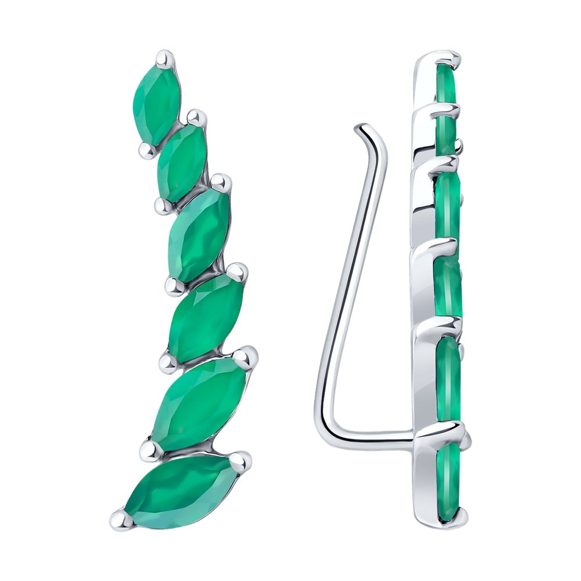 Серьги, серебро, 925 проба, родирование, агат