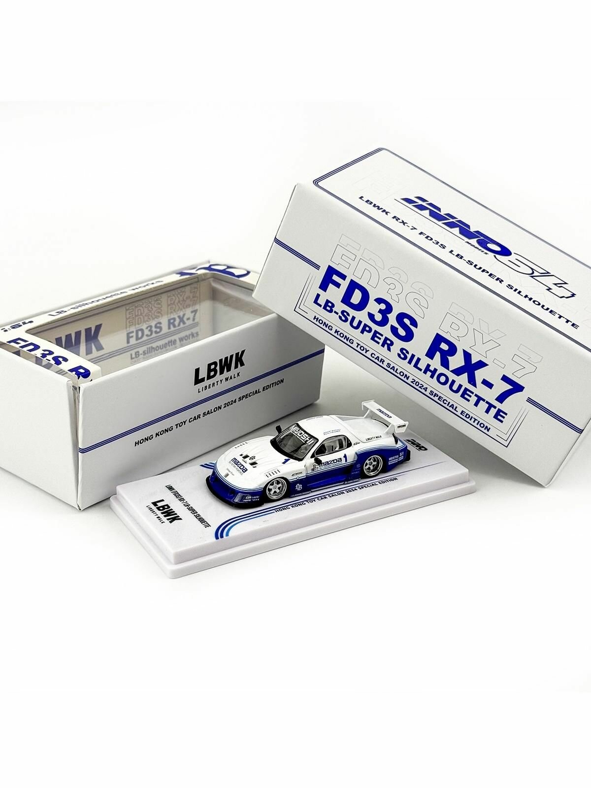 Машинка INNO 1/64 MAZDA RX7 (FD3S) LB-SUPER SILHOUETTE Hong Kong Toy Car Salon 2024 Edition Die-cast Alloy Car Model Collection Gift