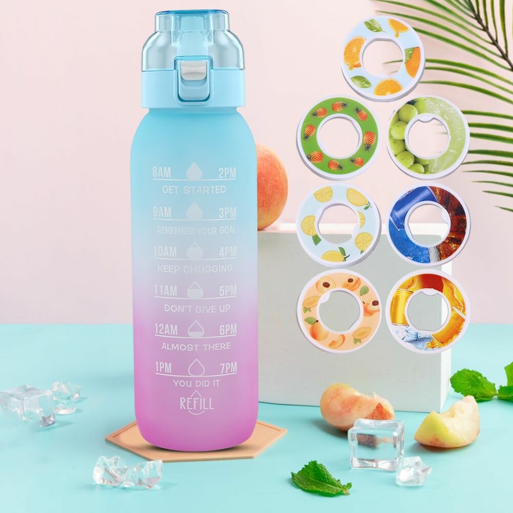 Чашка для воды с ароматом, 1000 мл, спортивная бутылка для воды Tritan, прямой круглый горлышко, Не содержит BPA