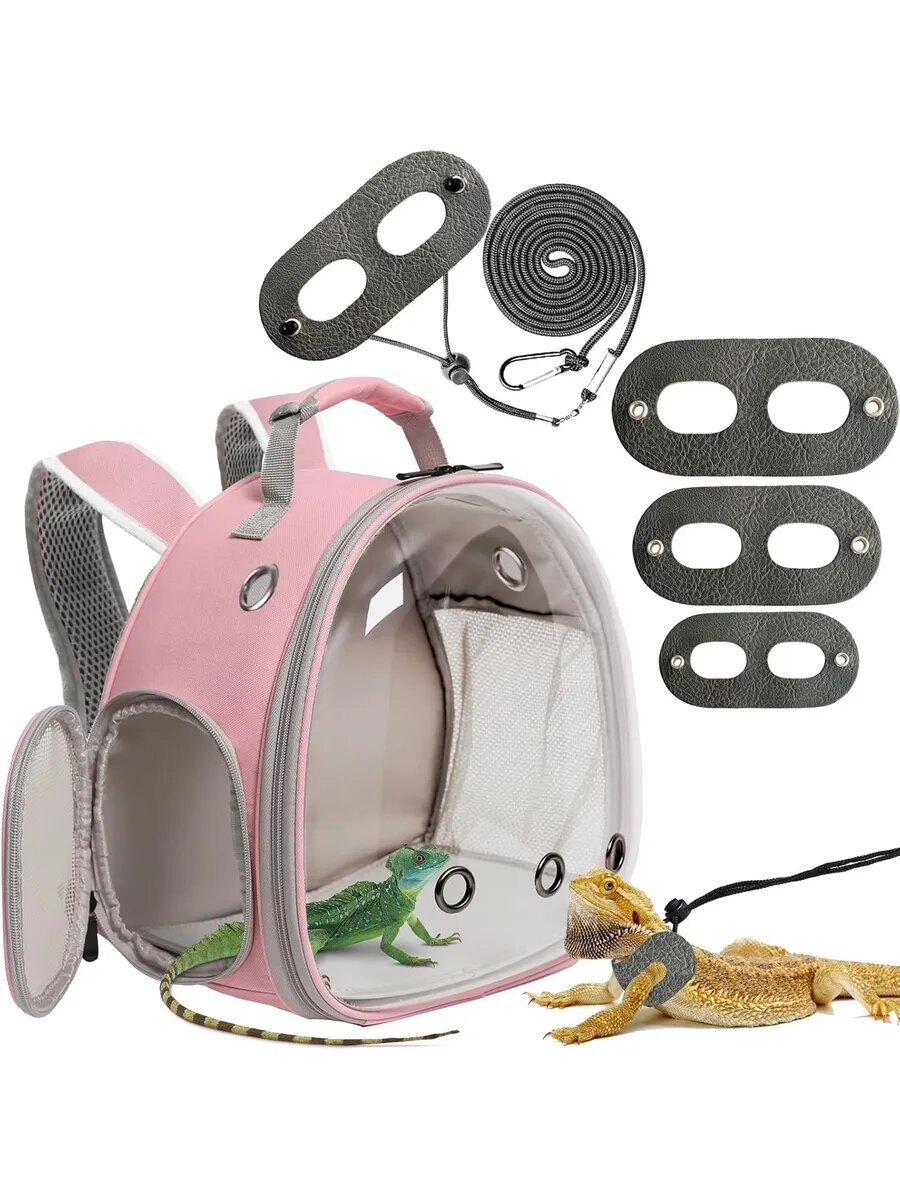 Рюкзак для рептилий для бородатого дракона, Рюкзак для перевозки малых животных Ящерка сет, прозрачное переднее окно