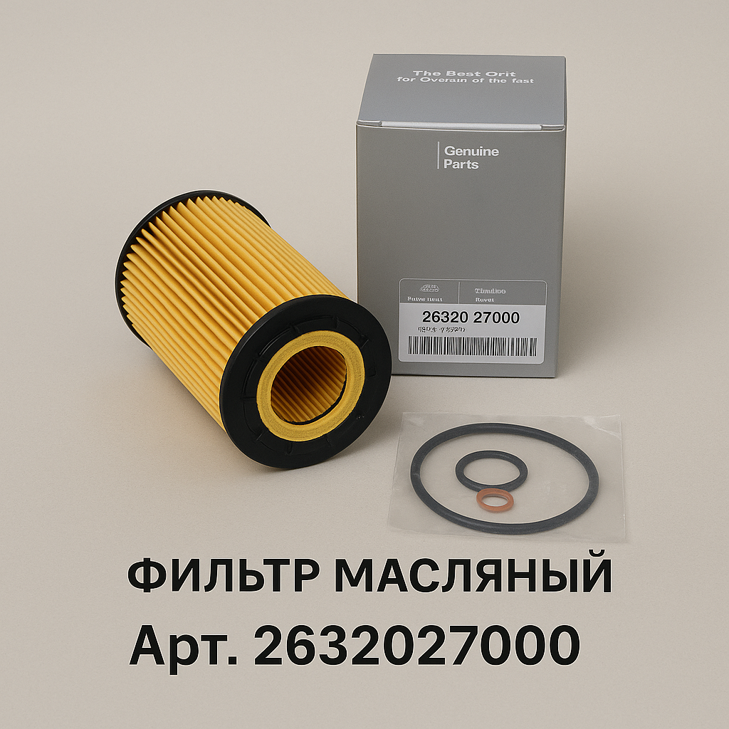 Фильтр масляный CRDi Hyundai Elantra, Santa Fe 1, Tucson 1, Kia Cerato 1, Sportage 2, OEM 2631027000