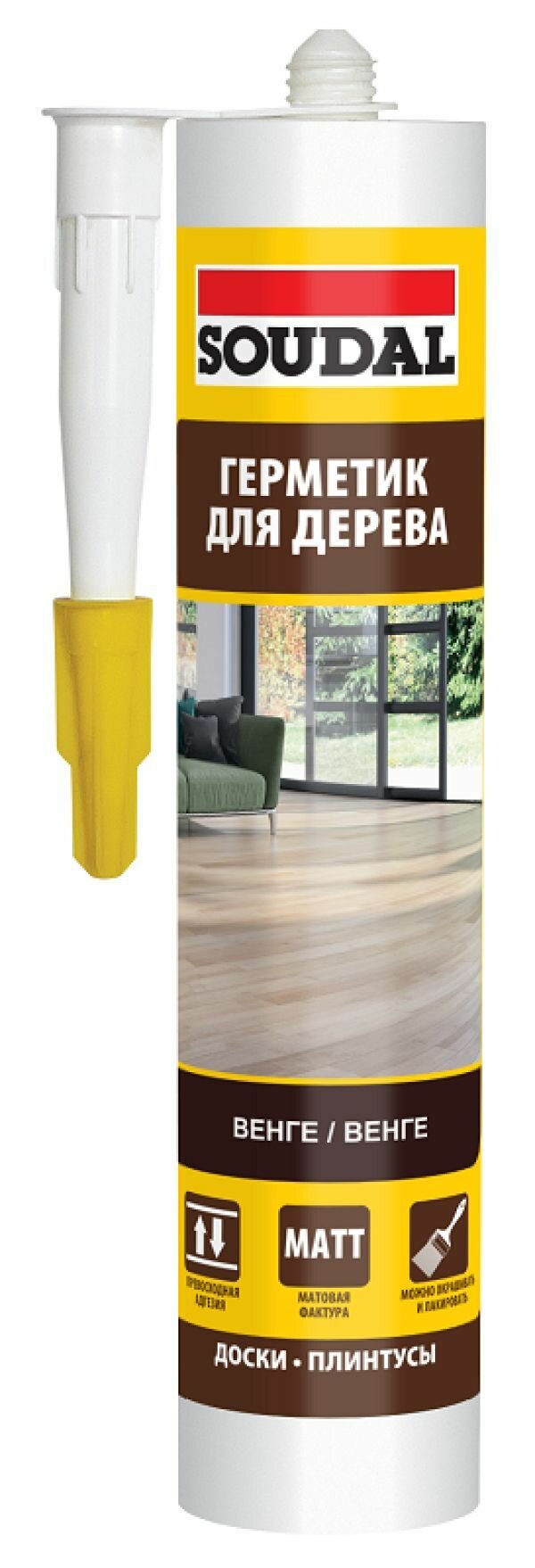 Паркетный шовный акриловый герметик Soudal, 280 мл, цвет венге