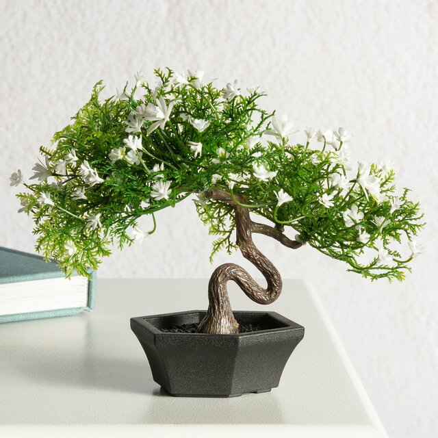 Искусственный Бонсай Хинаока 14 см белый, Summer Deco, 5010112