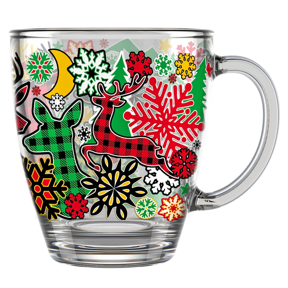 Кружка Гусь-хрустальный стеклянная, 350 мл, Скандинавия, новогодняя