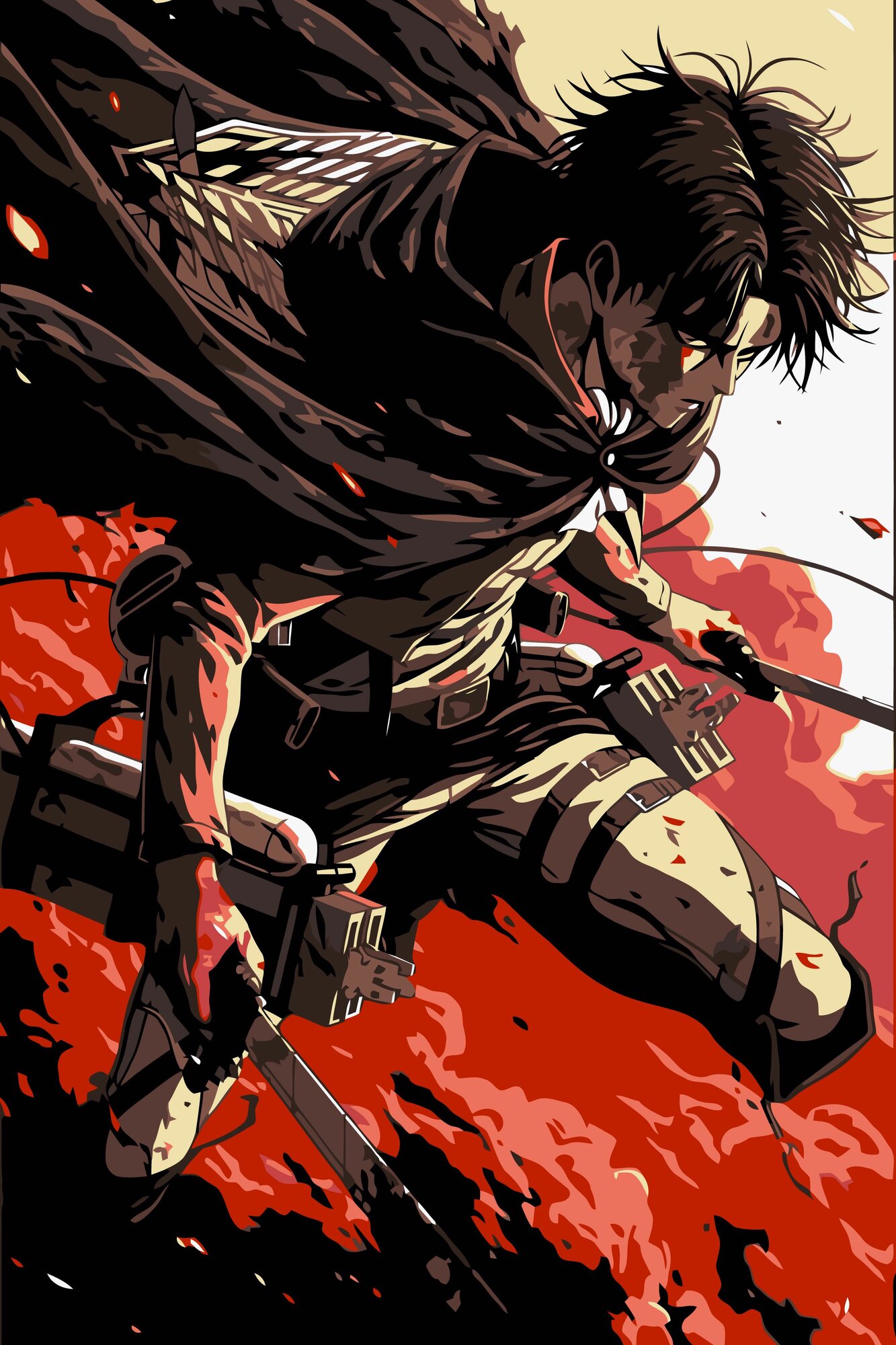 Детская картина по номерам E3063 "Аниме Атака Титанов - Леви Аккерман" 20x30