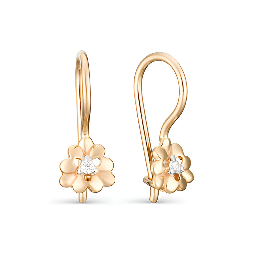 Серьги, красное золото, 585 проба, фианит