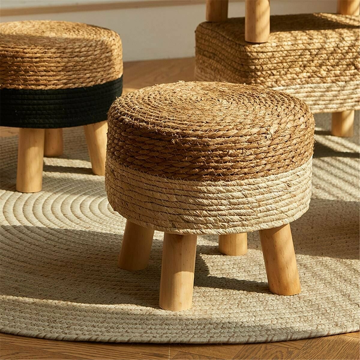 Табурет "Китайская традиция", для смены обуви, ротанговый, устойчивый, 28x28cm 1 штука