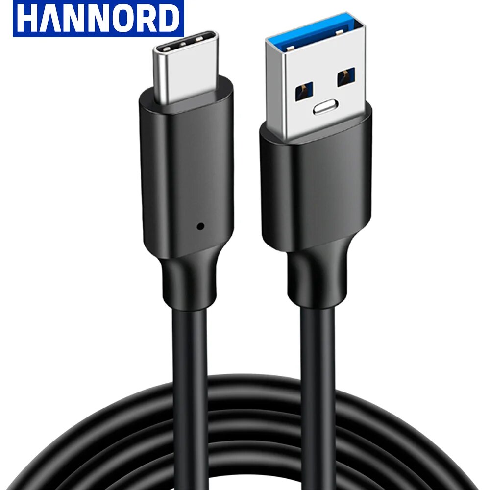 Кабель USB-A на USB-C Hannord, 1 м, черный