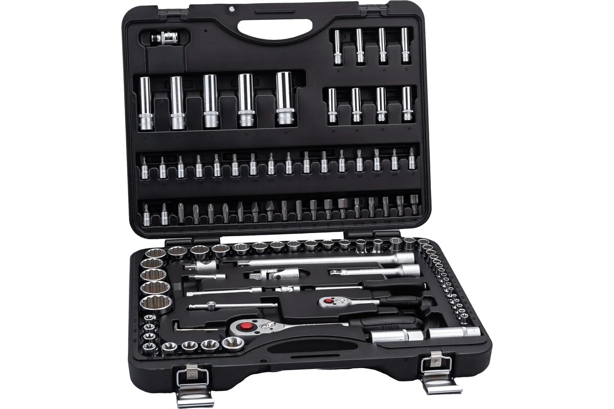 FORCE Набор инструмента 1/2"&1/4" 12-гранный 4-32 мм вставки, насадки в кейсе 108 пр. F-41082R-9