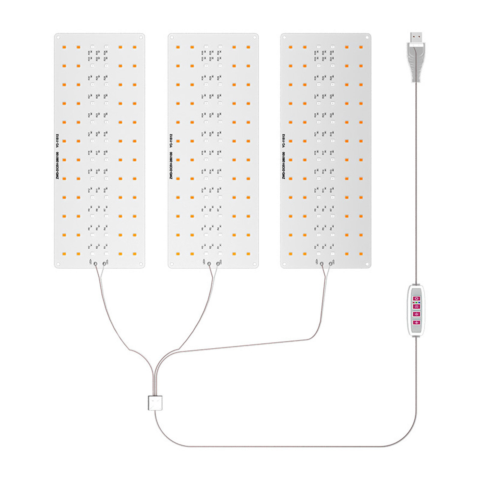 Подсветка для растений под шкафом, полноспектральная, регулируемая, светодиодная, для помещений, лампа для роста растений, 8H 12H 16H, синхронизация, USB 5 В, для теплиц, 3 головки