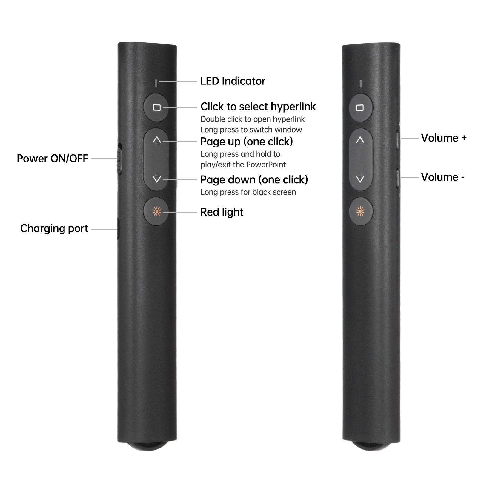 Указка лазерная презентационная Bisofice, беспроводная, перезаряжаемая, USB/Type-C приемник, 50 м, для PowerPoint