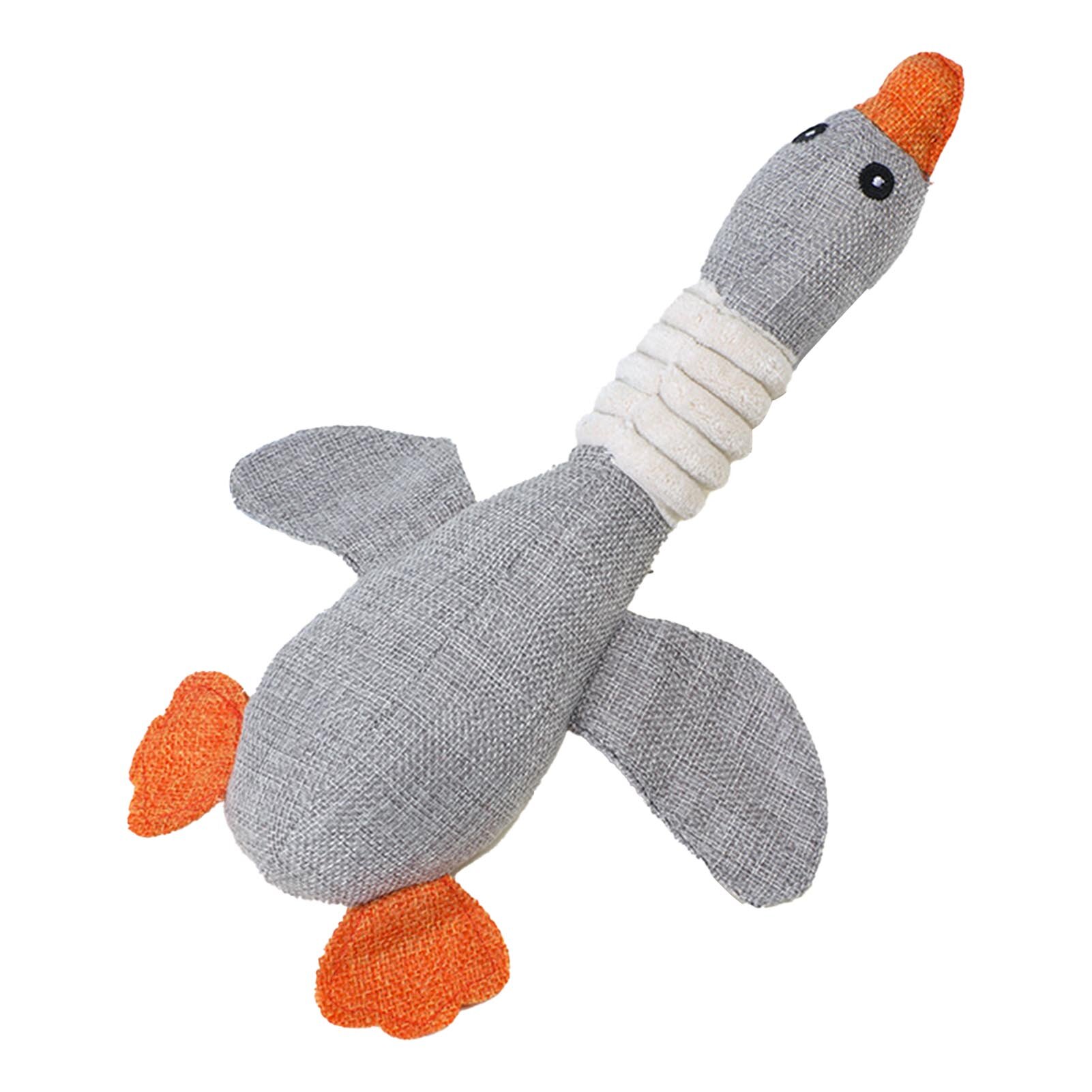 Мягкие игрушки для собак в форме диких гусей, мягкое льняное скрипучее животное, жевательные игрушки для собак, кошек, жевание и чистка зубов, серый цвет