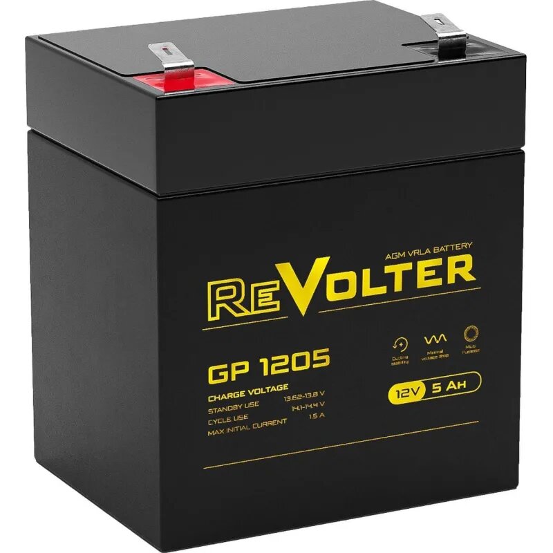 Батарея аккумуляторная ReVolter ИБП, AGM, 12 В, 5 Ah, 107х90х70 мм