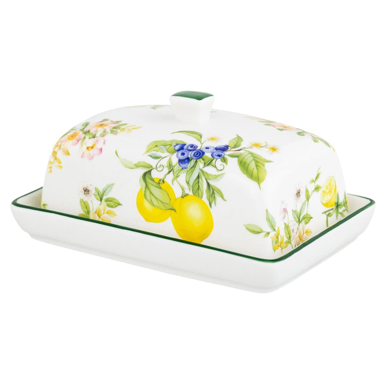 Масленка Лимоны, фарфор, размер 13.5х9х6.5 см, посуда для сервировки