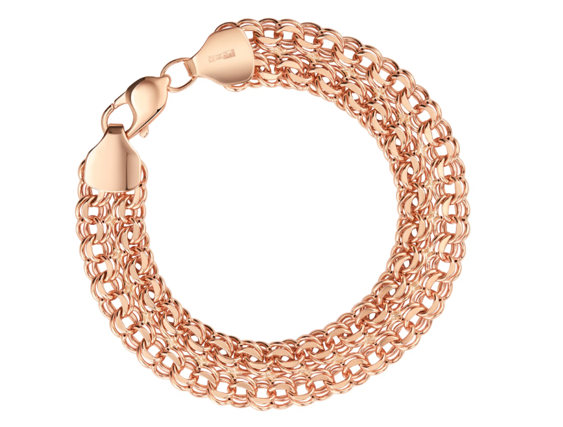 Браслет-цепочка, красное золото, 585 проба