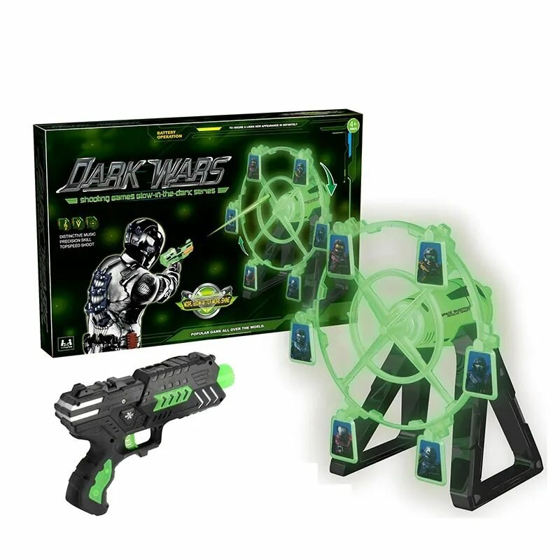 Тир КНР Space, на батарейках, с вращающейся мишенью и бластером, длина 20 см