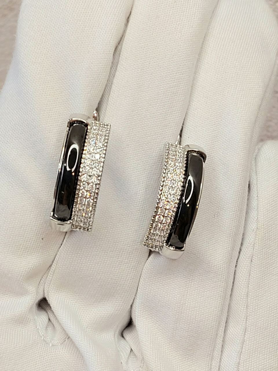 Серьги с подвесками, фианит, керамика