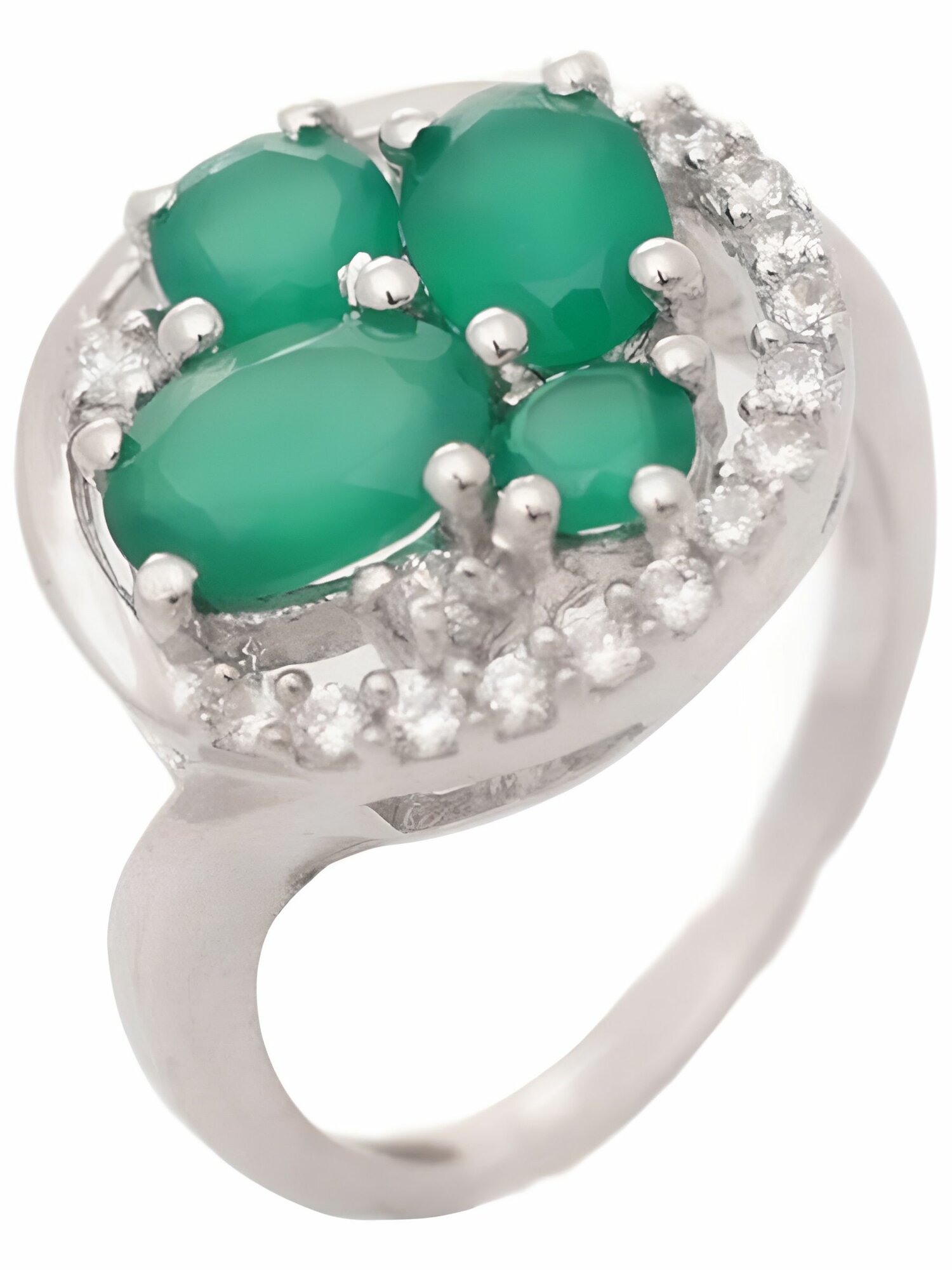 Кольцо тонкое, серебро, 925 проба, родирование, фианит