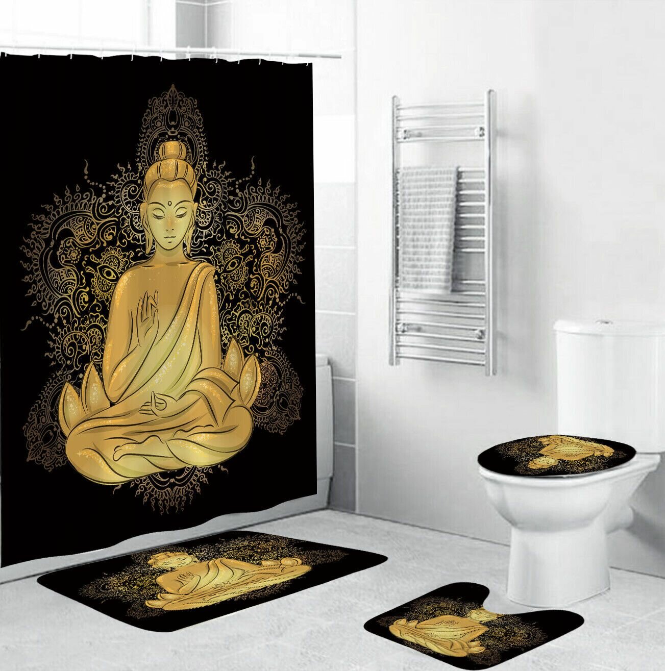 Наборы занавесок для душа Будда коврик для ванной крышка унитаза