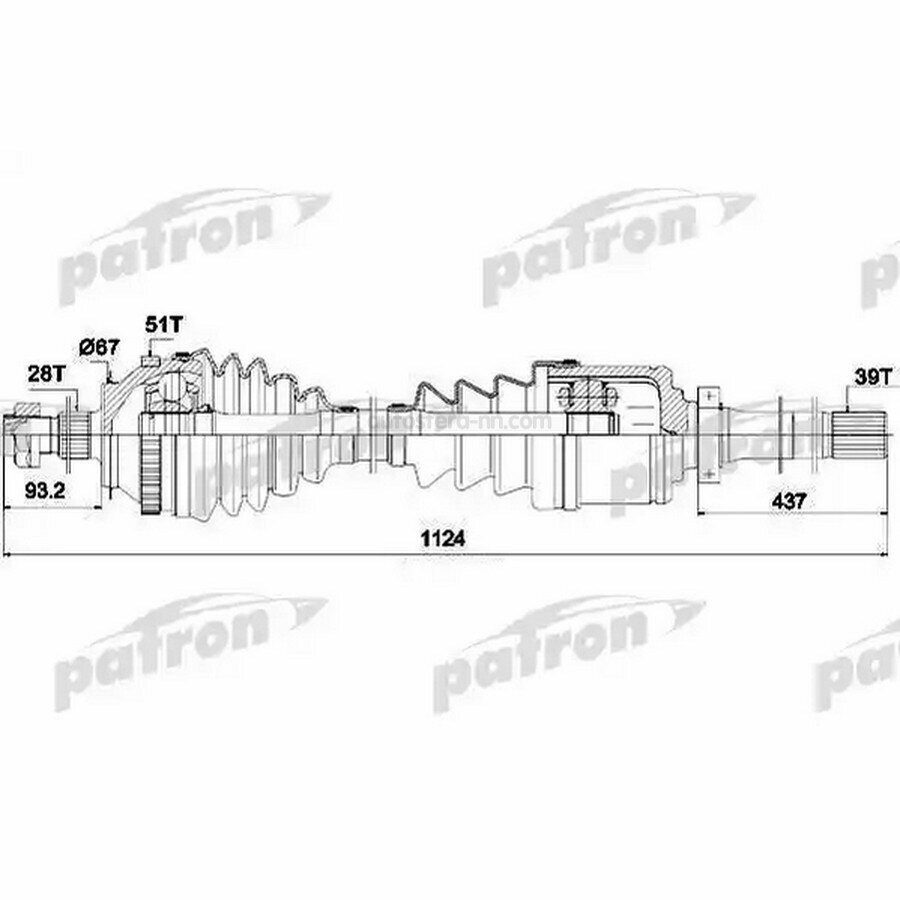 PATRON PDS1408 Полуось прав RENAULT: MASTER II автобус 2.5 D/2.8 dTI 98-