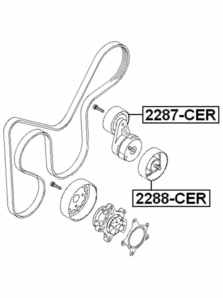 Ролик натяжной комплект HYUNDAI, KIA, MERCEDES BENZ, DODGE 2287-CER FEBEST.