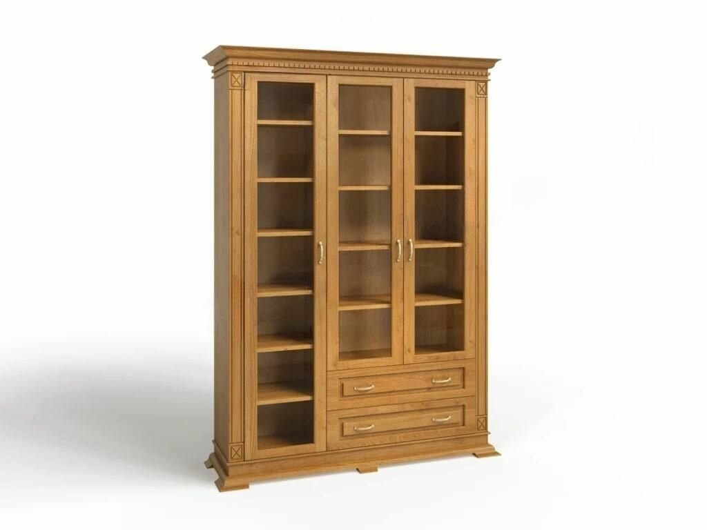 Книжный Шкаф Верди №517 из Массива сосны, 150х40х240 см, классический орех 2