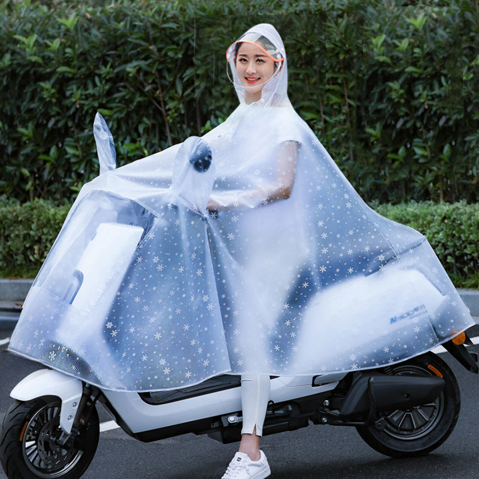 Мотоциклетный Дождевик Велосипедное Дождевое Пончо Водонепроницаемые Накидки для Скутеров для Мужчин WomenWhite Snowflake со Светоотражателем 4XL Утолщаются