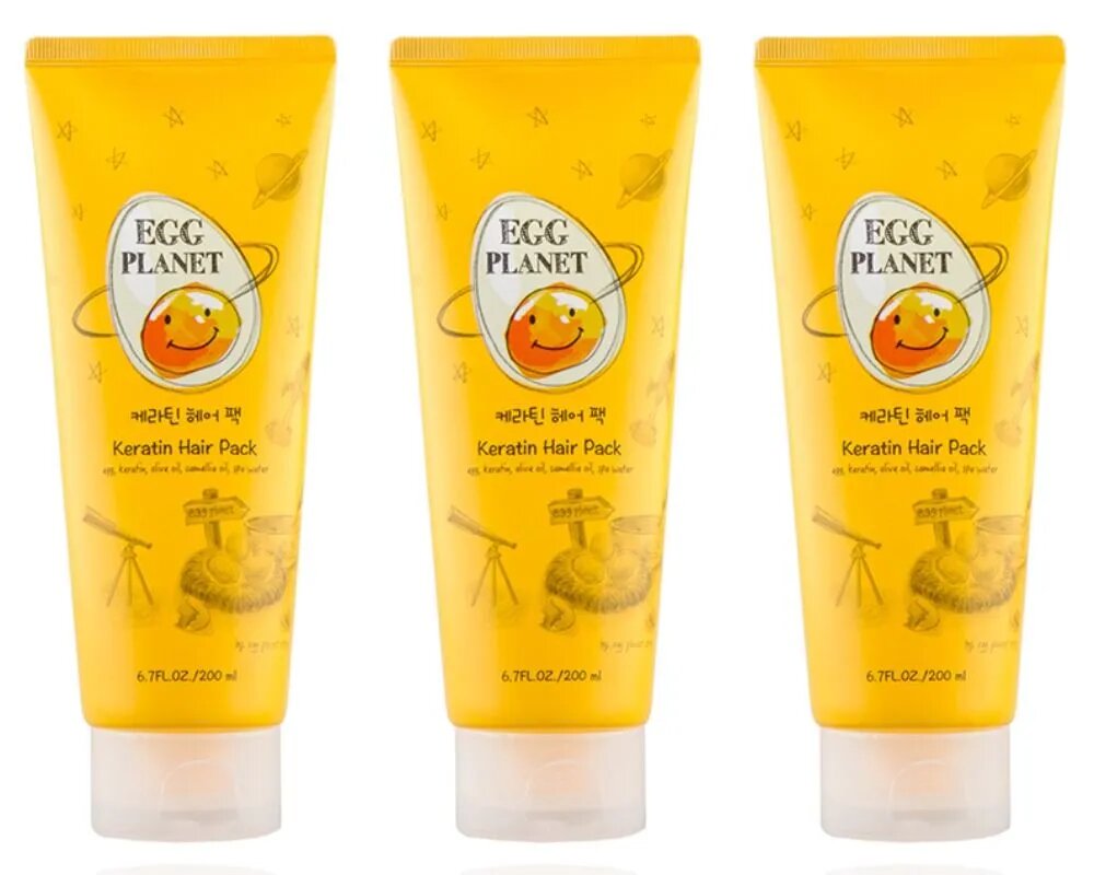 Маска Daeng gi meo ri для волос EGG PLANET Keratin Hair Pack 200, с кератином , 200 мл , 3 шт