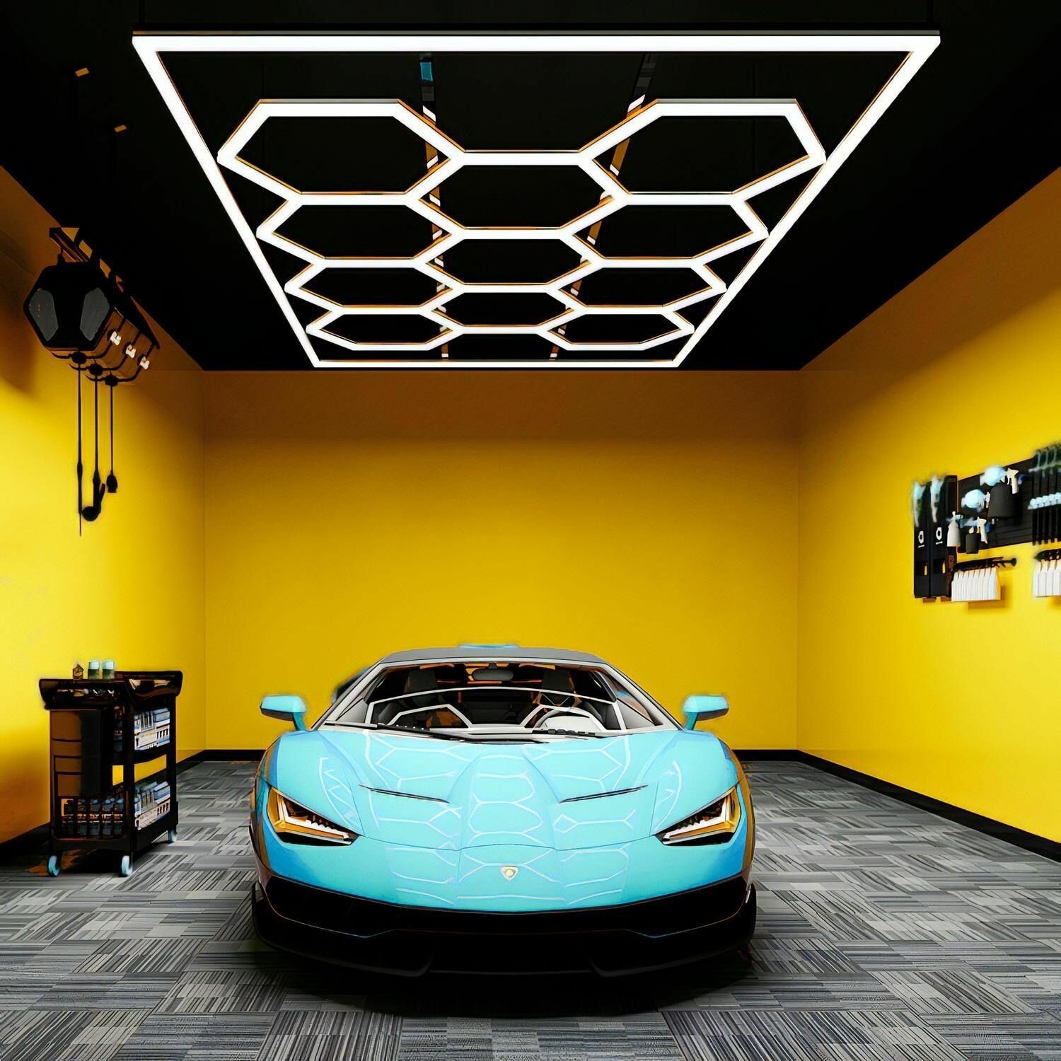 Модульное светодиодное освещение соты 780W Комплект 3050х4850 мм. / для детейлинга