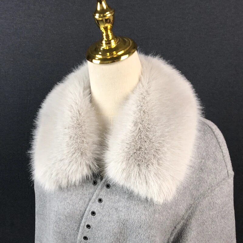 Qearlstar фальшивый мех воротник шарф 55см для женщин мужчин зимняя куртка капюшон украшение замена норки мех шея теплее викинг мех шаль,200,55,15, искусственный мех, полиэстер, полиэстер,