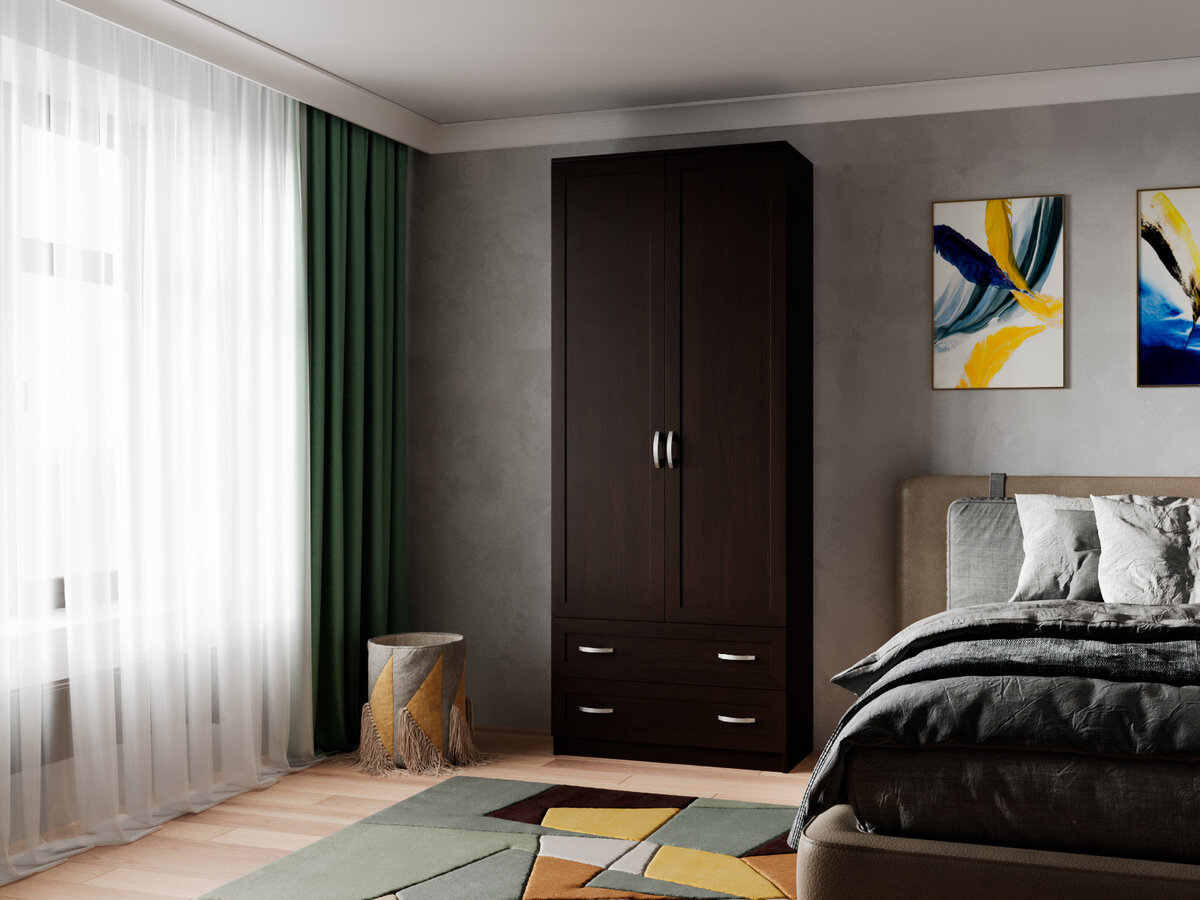 Шкаф распашной Стелла-15 Венге для одежды двухдверный 80*230*50