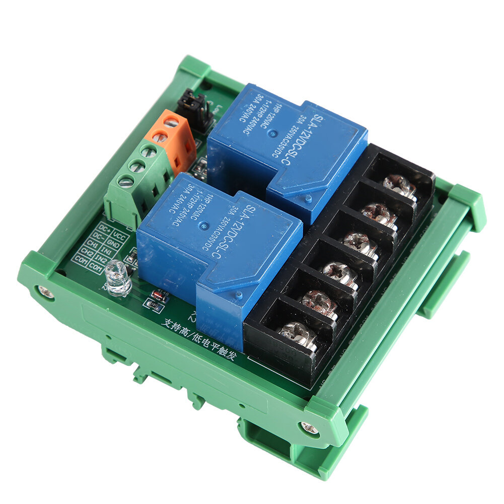 2-канальный релейный модуль 30 А 12 В с SMD-оптронной изоляцией для высокого и низкого уровня запуска