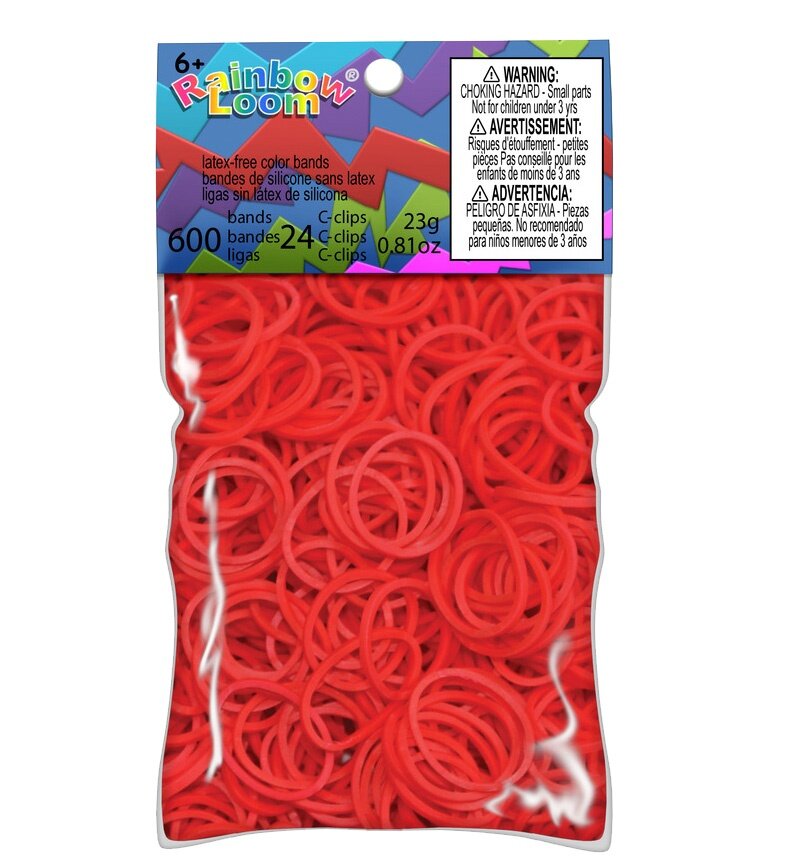 Резинки для плетения браслетов Rainbow Loom Красные, Red (B0008)