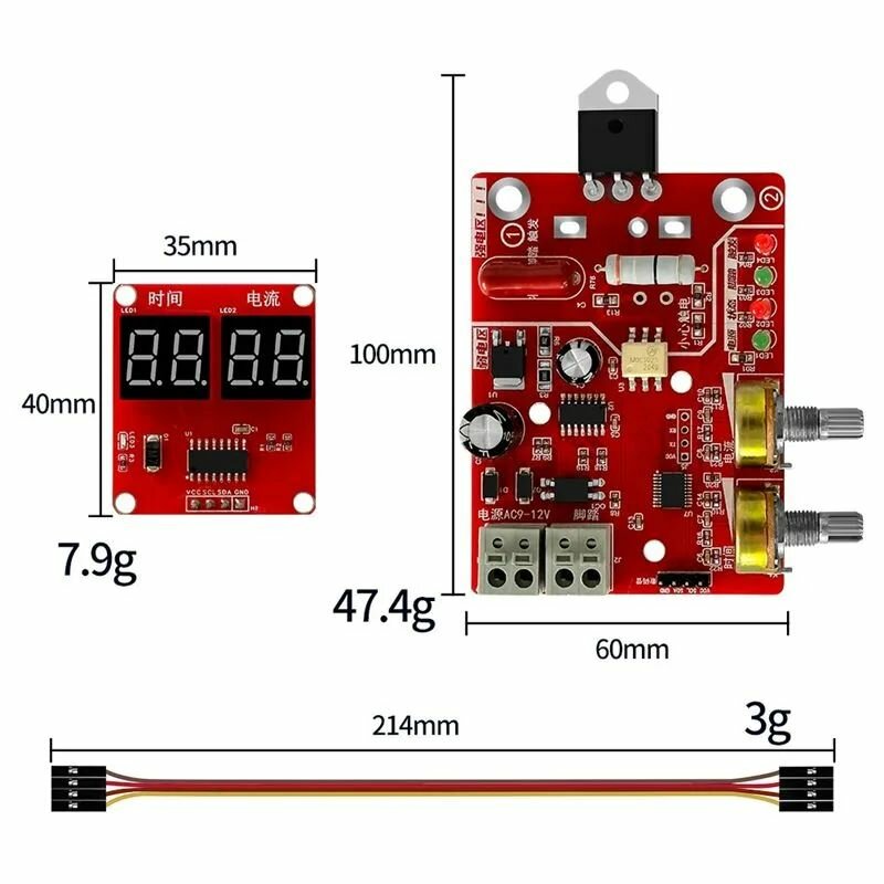D01 Плата управления точечной сварочной машиной с регулировкой времени и тока, цифровой дисплей DIY (40A)