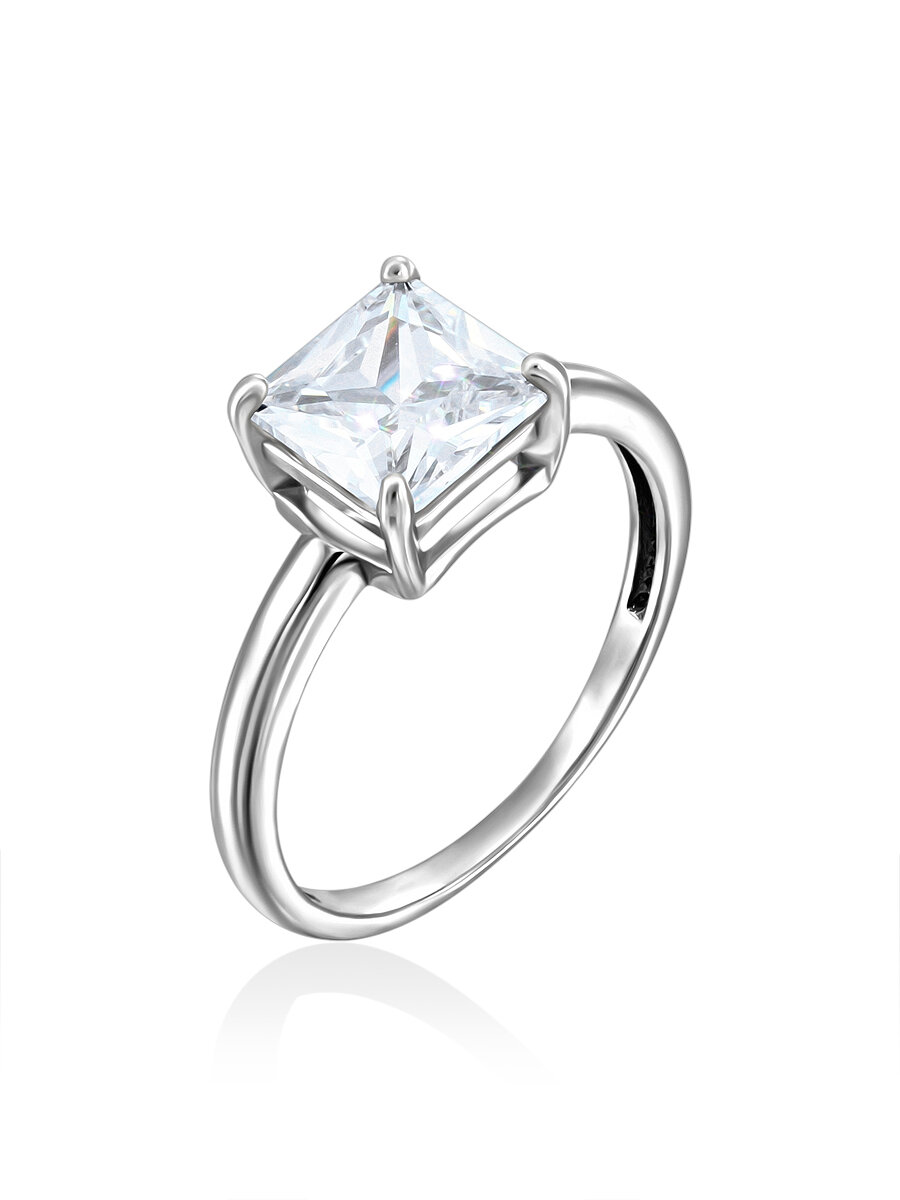 Кольцо, серебро, 925 проба, родирование, фианит