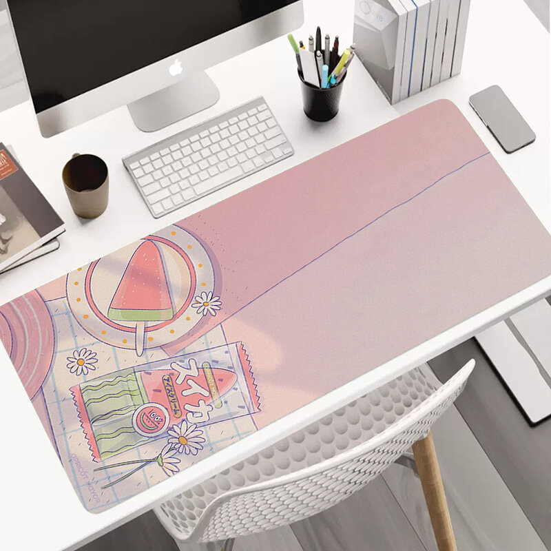 Офисный игровой коврик для мыши Flower desk pad 400x900x3mm, розовый, светло-розовый