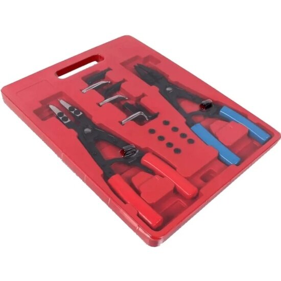 Набор съемников стопорных колец Эврика ER-86856 в комплекте со сменными губками 265мм, 18пр, в кейсе