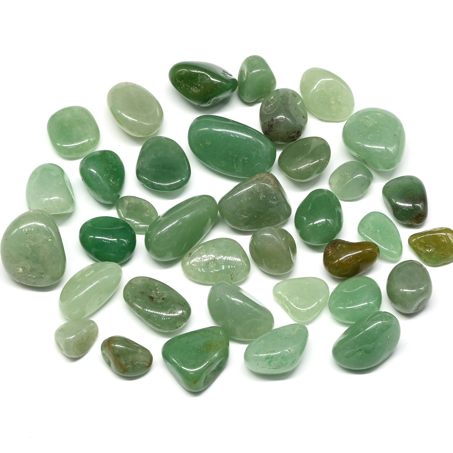 Авантюрин зеленый галтовка фракция 10-25мм, упаковка 100г