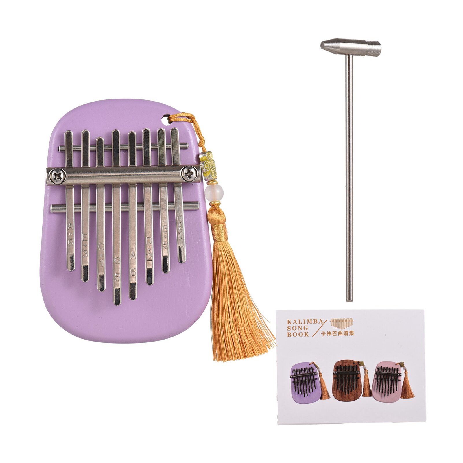Мини-пианино калимба с 8 клавишами, портативный музыкальный инструмент с молоточком для настройки. Подарок для взрослых начинающих. Интересное развлечение для вечеринок и путешествий.