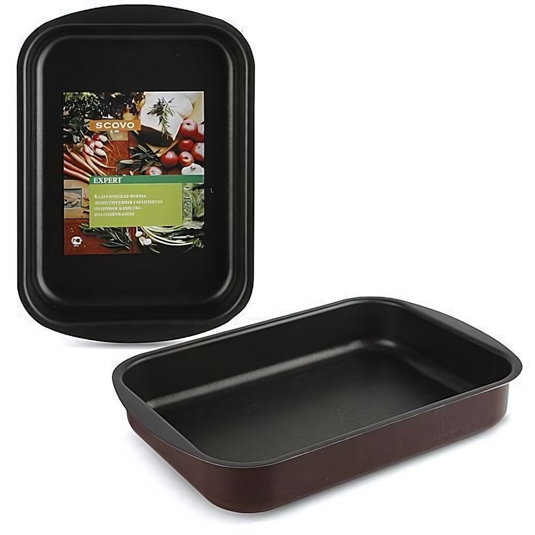 Противень алюминиевый с антипригарным покрытием, 39,5х27х6,5см, прямоугольный, серия «ScovO EXPERT»