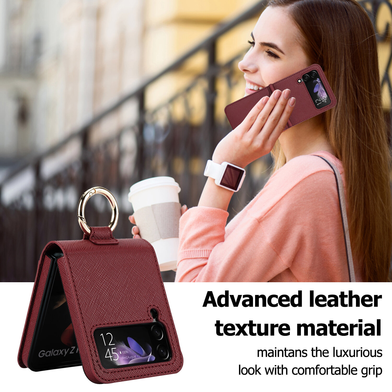 Подходит для Samsung Galaxy Z Flip4 / Самсунг Галакси Z Flip 4 Модный Чехлы для телефонов, раскладушка чехол для телефона кошелек, Самсунг Z Flip4, подставка, soft touch,360° Полная защита, резина